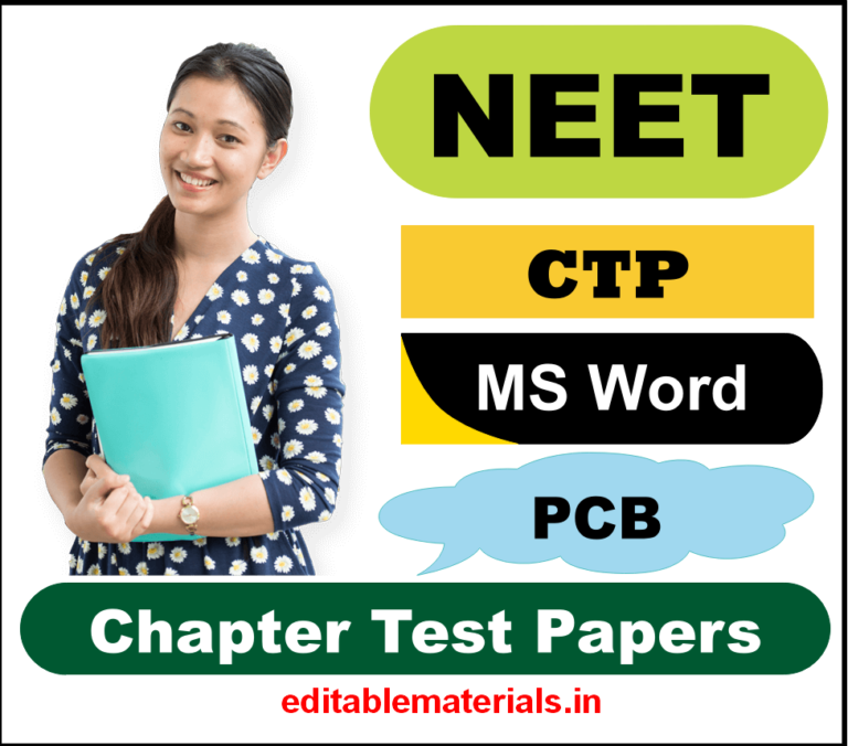 Chapterwise Test Papers for NEET - Editable Materials